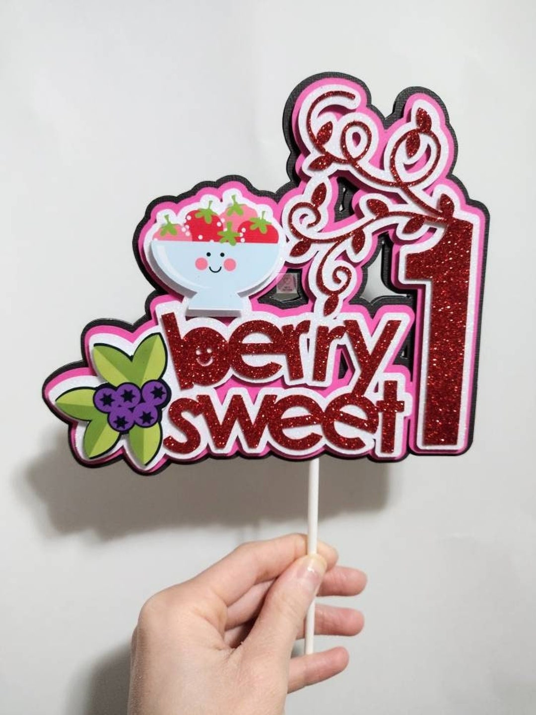 Berry Sweet ONE Cake Topper Strawberry Birthday Girl 1st Birthday Party ...