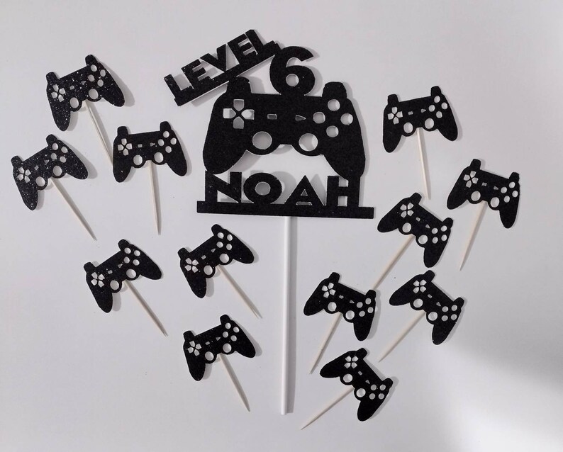 Gamer Cake Topper Gamer Cupcake Toppers Game on Decor Level up Party ...