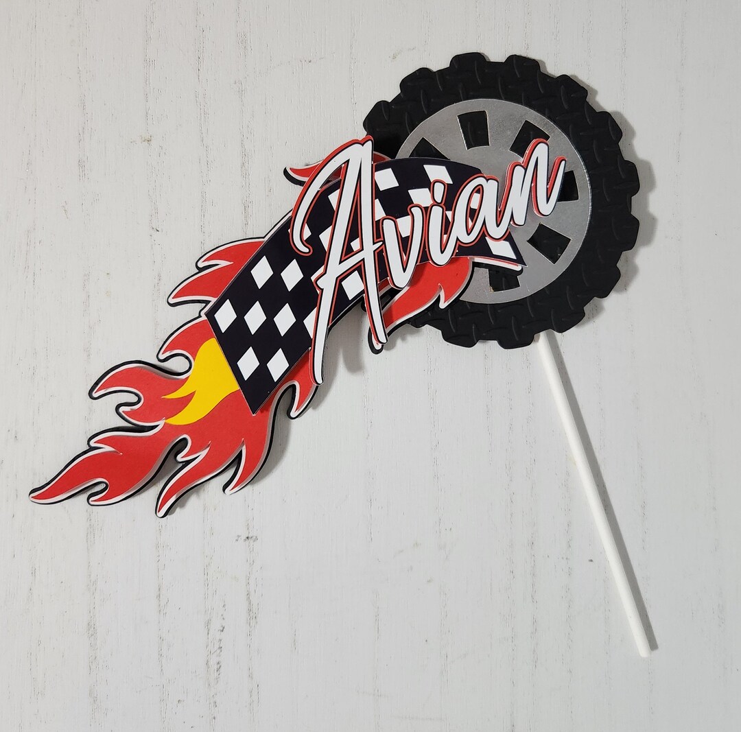 Race Car Cake Topper Nascar Inspired Two Fast Two Furious Party Decor ...