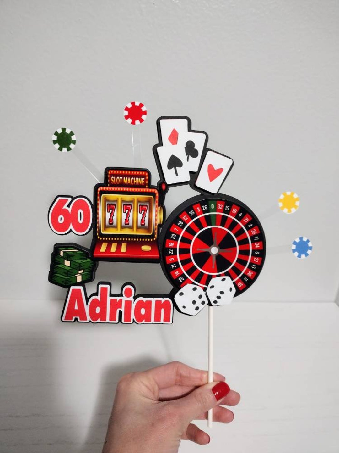 Casino Theme Cake Topperpoker Cake Topper, Personalized Birthday Cake ...