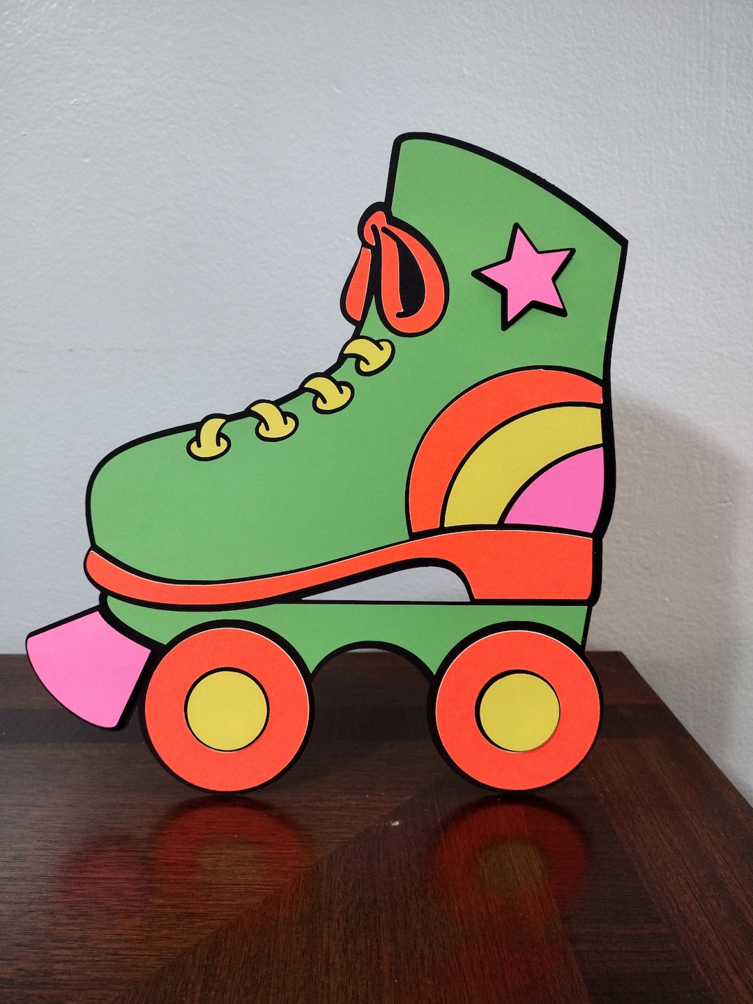 Roller Skate Cutout With Stand, 80s and 90s Themed Neon Skate Retro ...