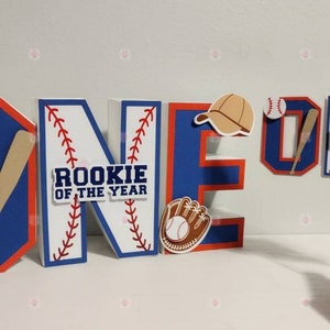 ONE Rookie of the Year Baseball Theme Birthday Letters, Cake Topper ...