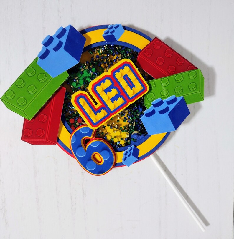 Building Blocks Cake Topper Shaker Toy Bricks Decor Children's Party ...