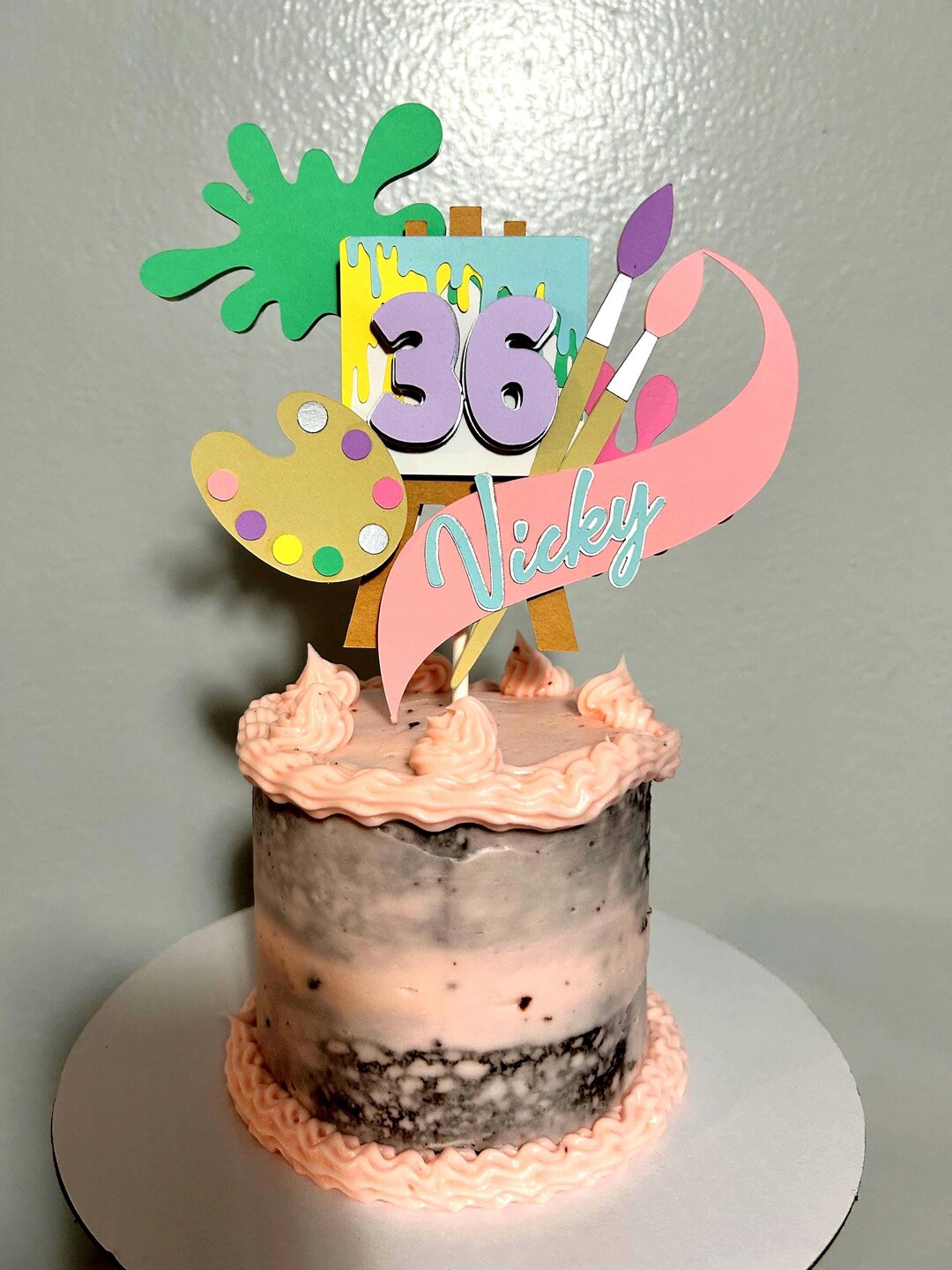 Painting Party Cake Topper Paint Night Decor Canvas Painter Decorations ...