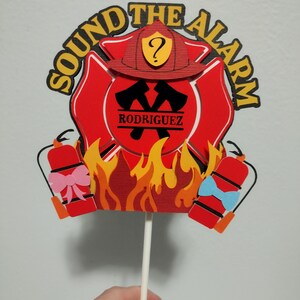 Firefighter Gender Reveal Cake Topper, Personalized Fire Extinguisher ...