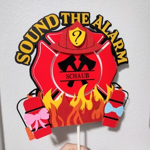 Firefighter Gender Reveal Cake Topper Personalized Fire Extinguisher ...