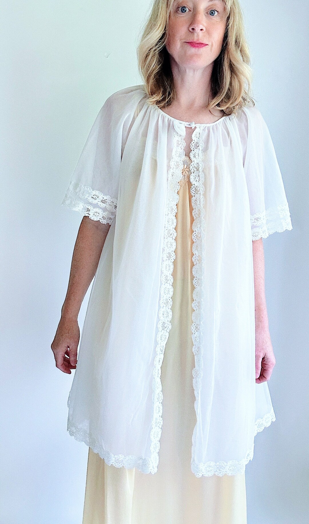 Vintage Peignoir | Sheer Bridal White Nightie | Sleepwear | 70s Vintage ...
