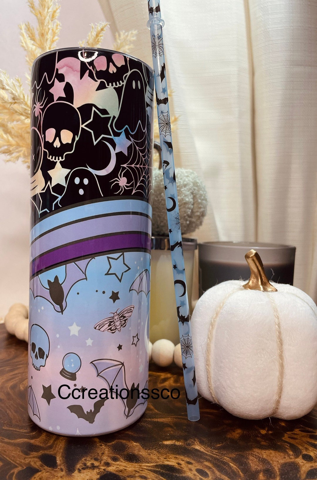 Pastel Spooky Vibes Tumblers, Pastel Halloween Tumbler, Fall Travel Cup ...
