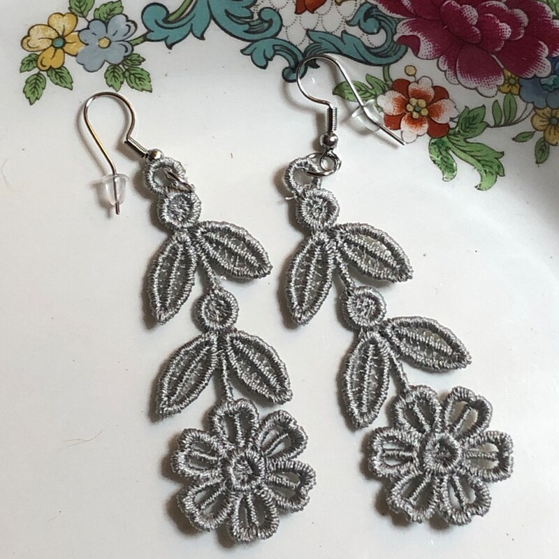 Embroidered Earrings - Etsy