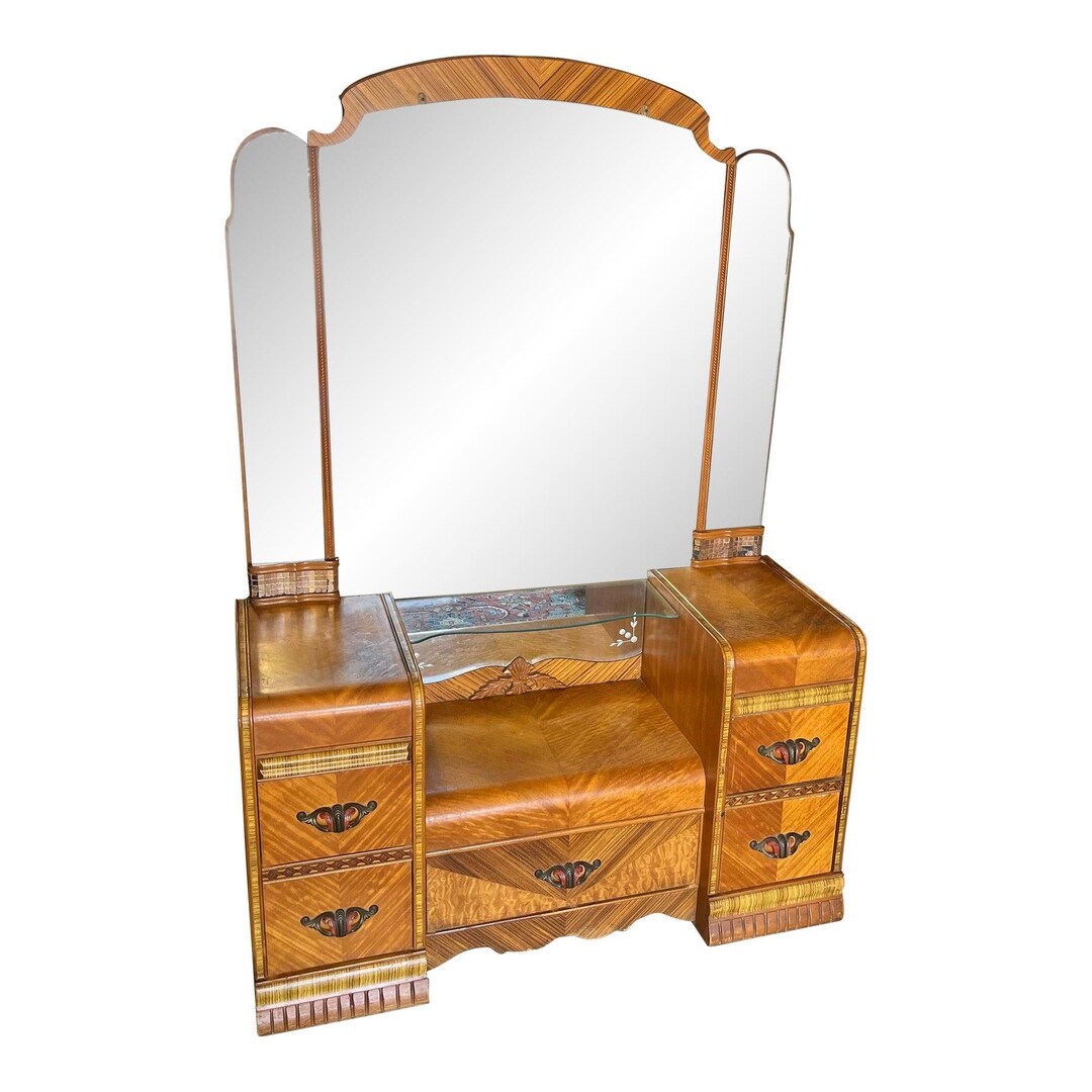 Art Deco Waterfall Style Vanity and Mirror - Etsy