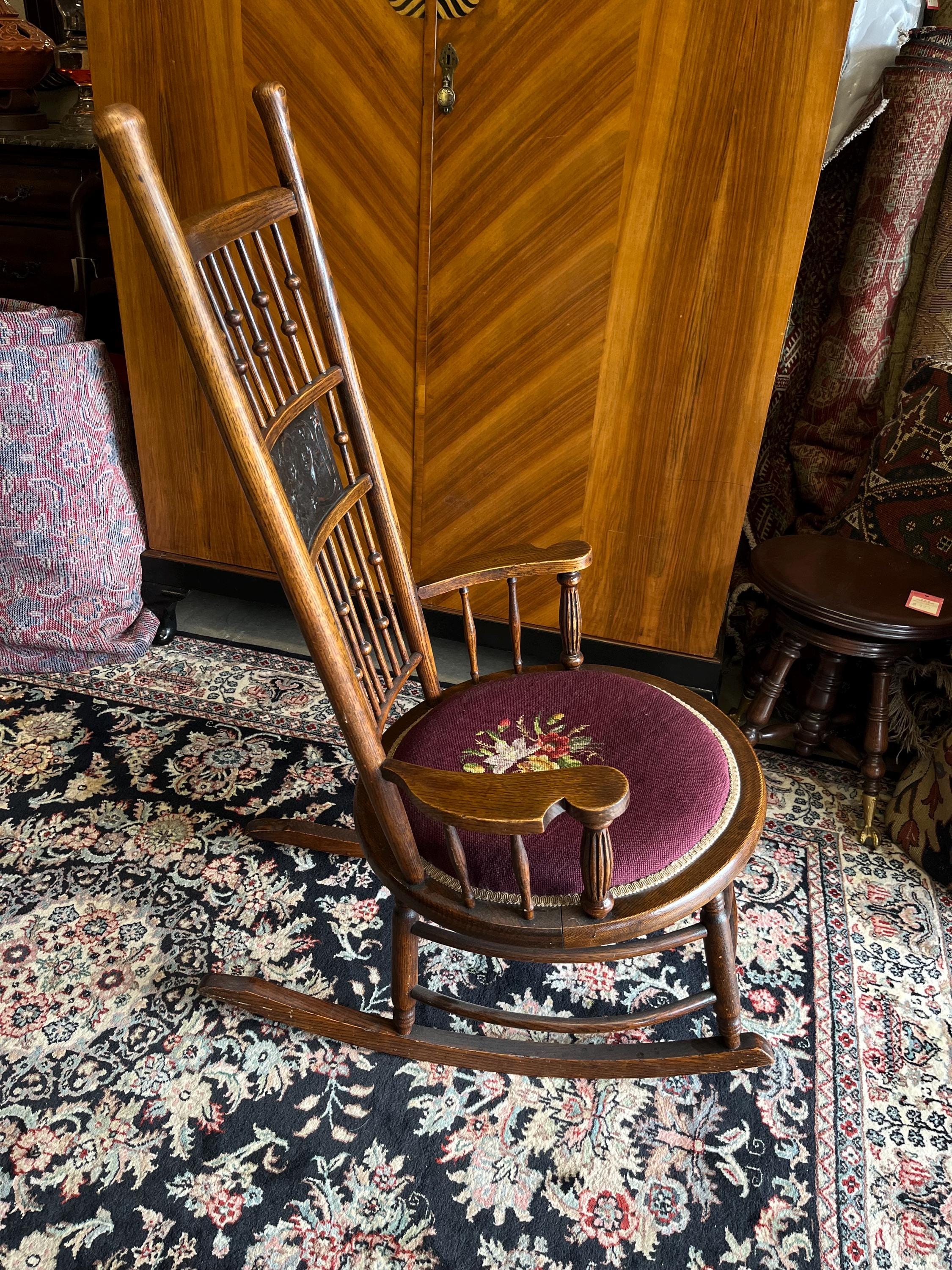 Victorian Stick and Ball Rocker With Needlepoint Seat - Etsy