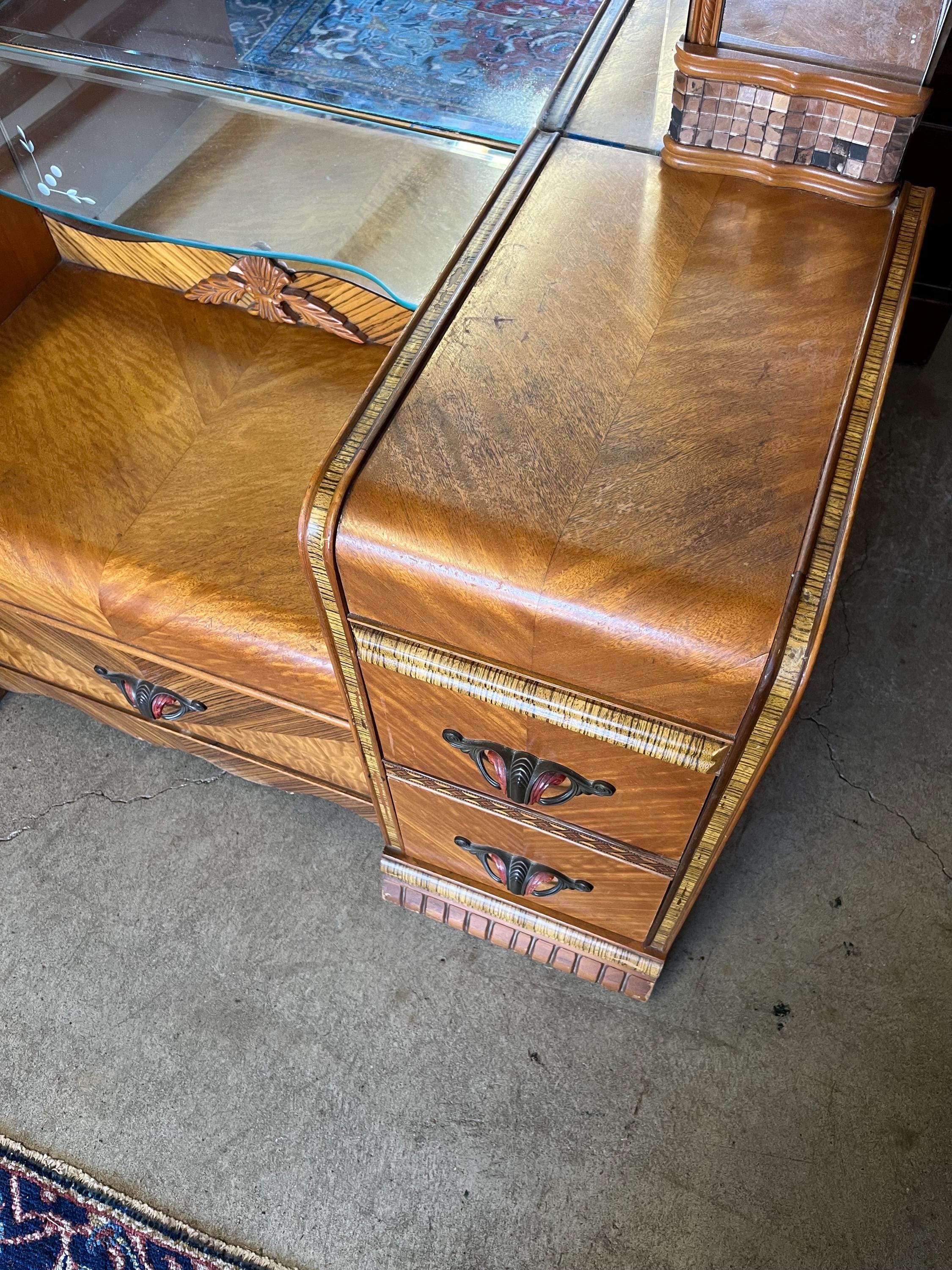 Art Deco Waterfall Style Vanity and Mirror - Etsy