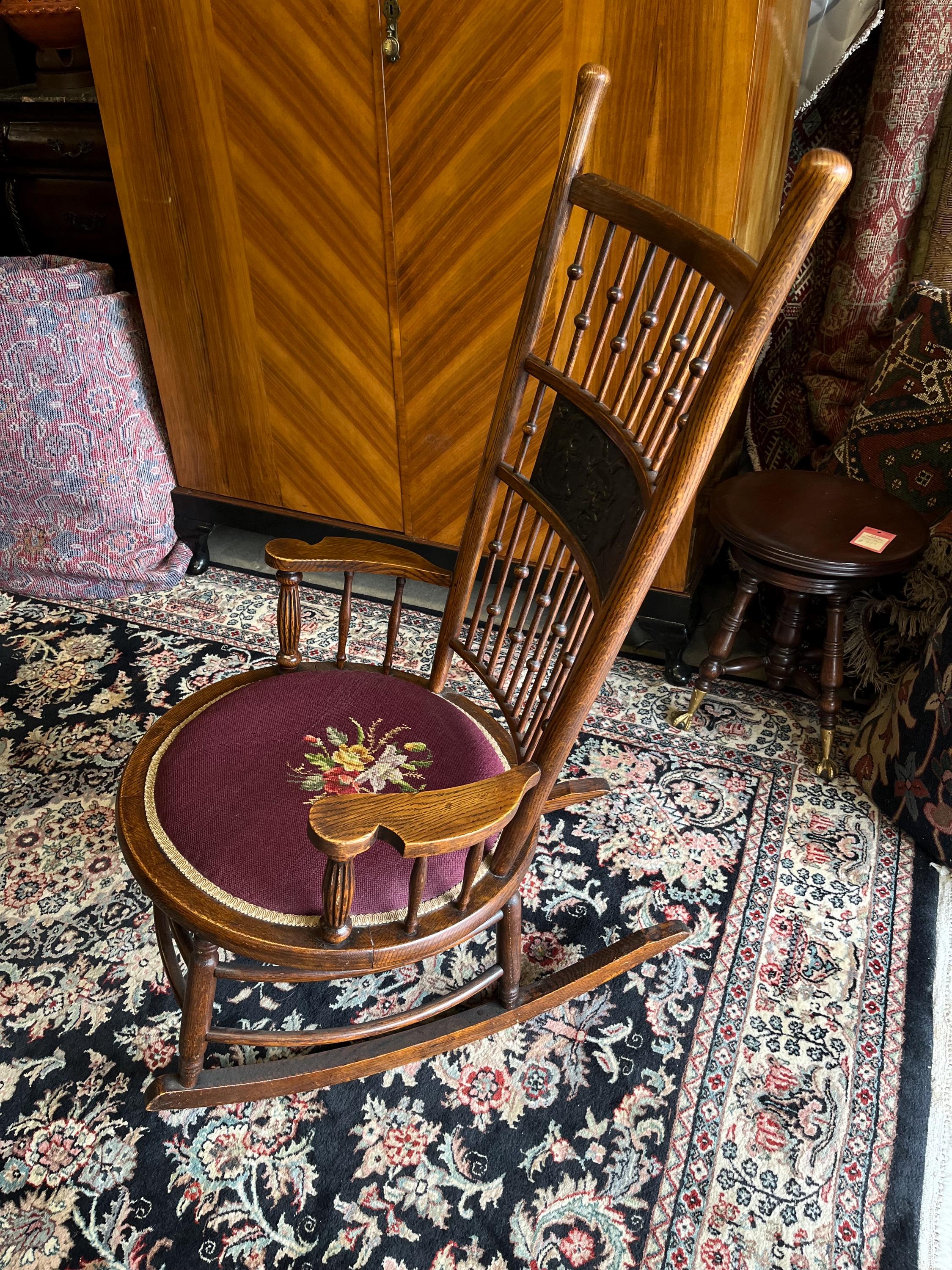 Victorian Stick and Ball Rocker With Needlepoint Seat - Etsy