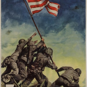 WW2 Retro Poster Iwo Jima WWII, WW2 Poster, WWII Wall Art, WW2 Wall ...