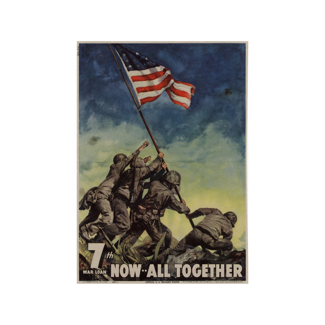 WW2 Retro Poster Iwo Jima WWII, WW2 Poster, WWII Wall Art, WW2 Wall ...