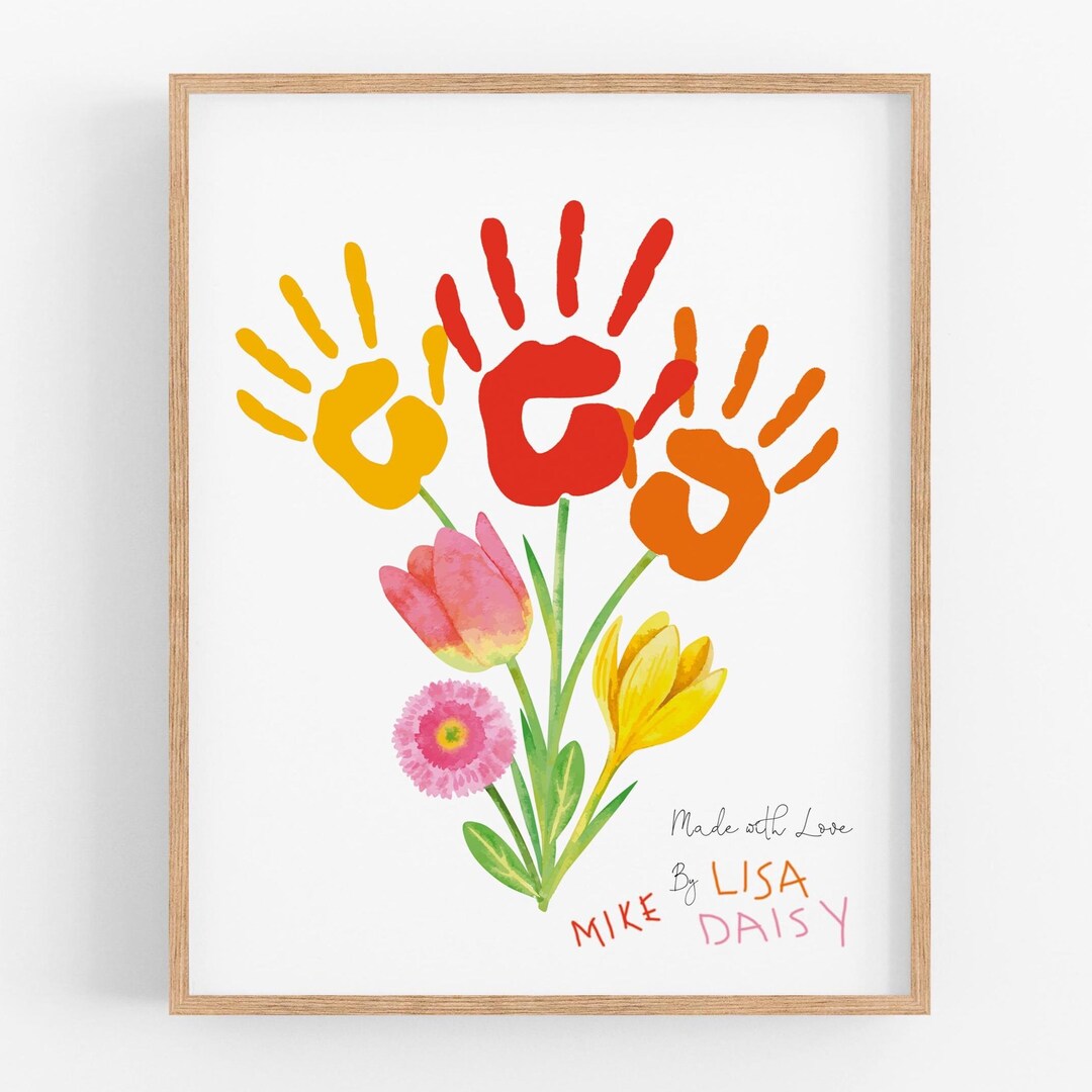Handprint Flower Bouquet Art, Mother's Day Gift (digital Download) - Etsy