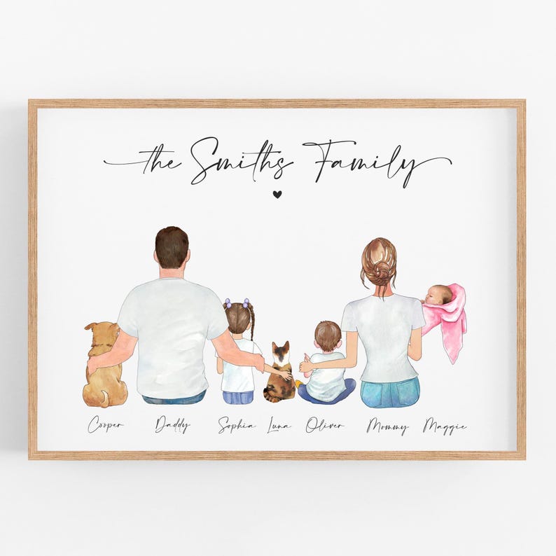Personalized Family Portrait Print – Custom Illustrated Wall Art With ...
