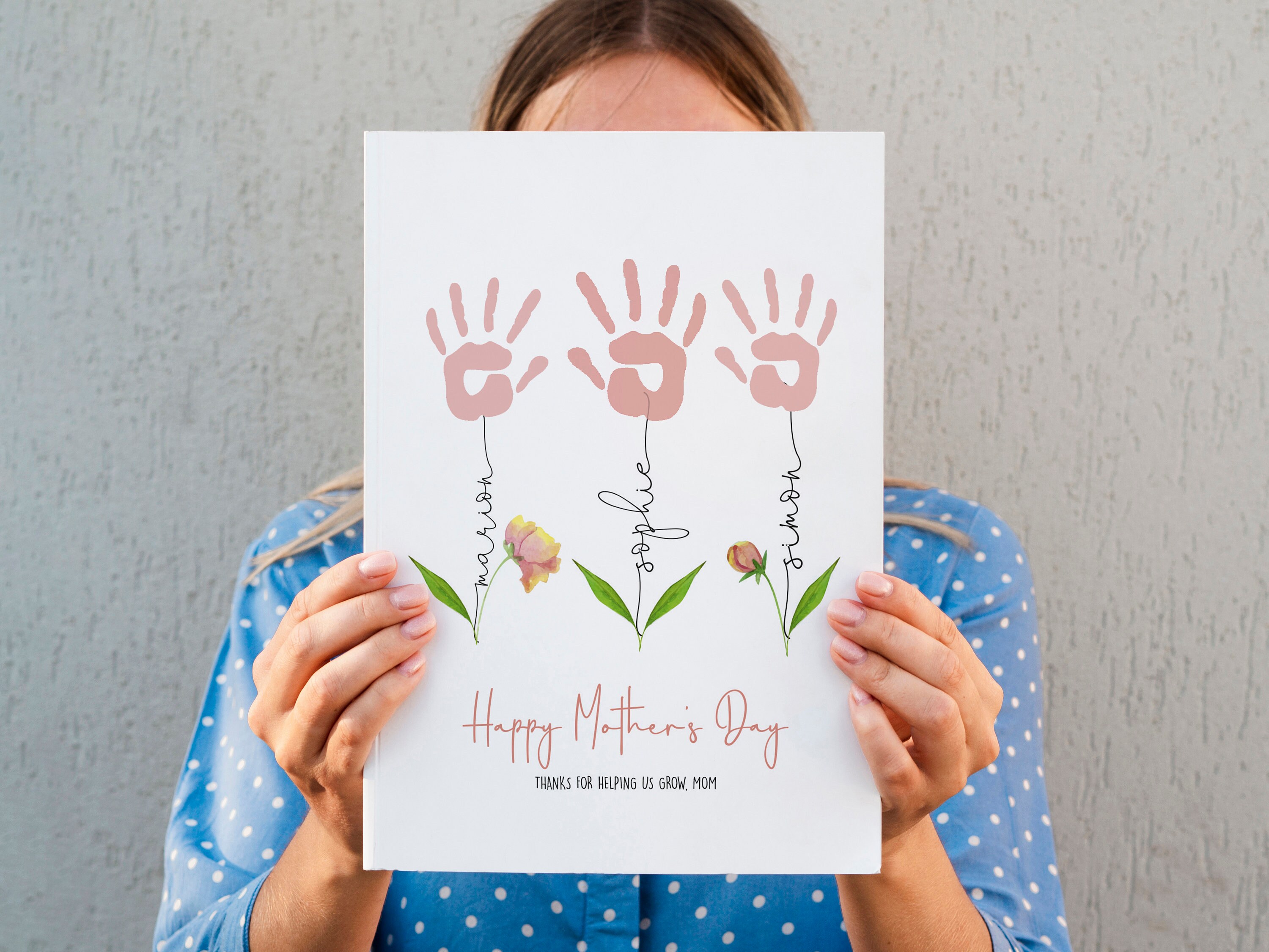 Personalized Handprint Flower Bouquet Art Print, Mother's Day Gift ...