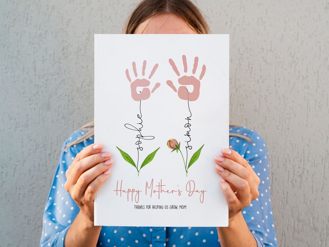 Handprint Flower Bouquet, Mother's Day Craft, Personalized Kids Toodler ...