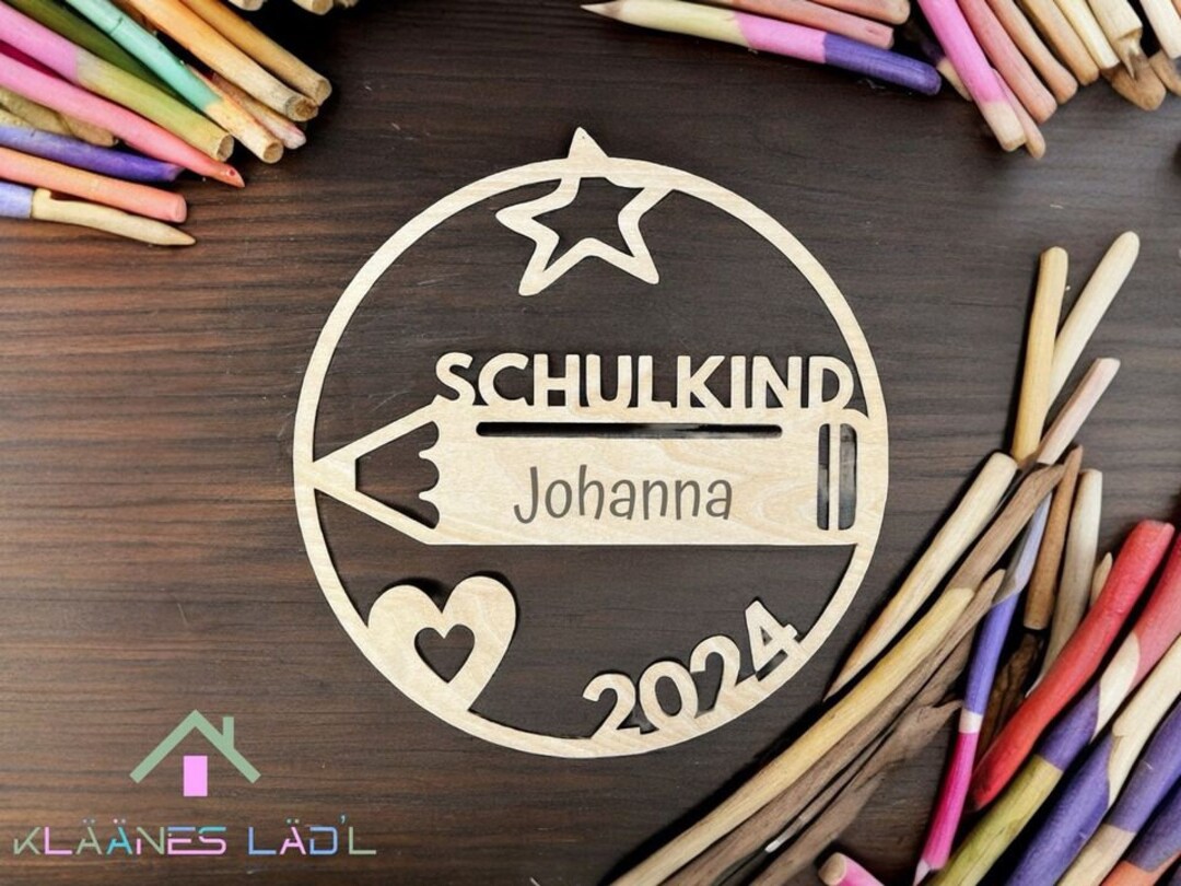 Schulkind 2024 Einschulung Einschulungsgeschenk Personalisiert Holzschild Türschild Fensterdeko ...