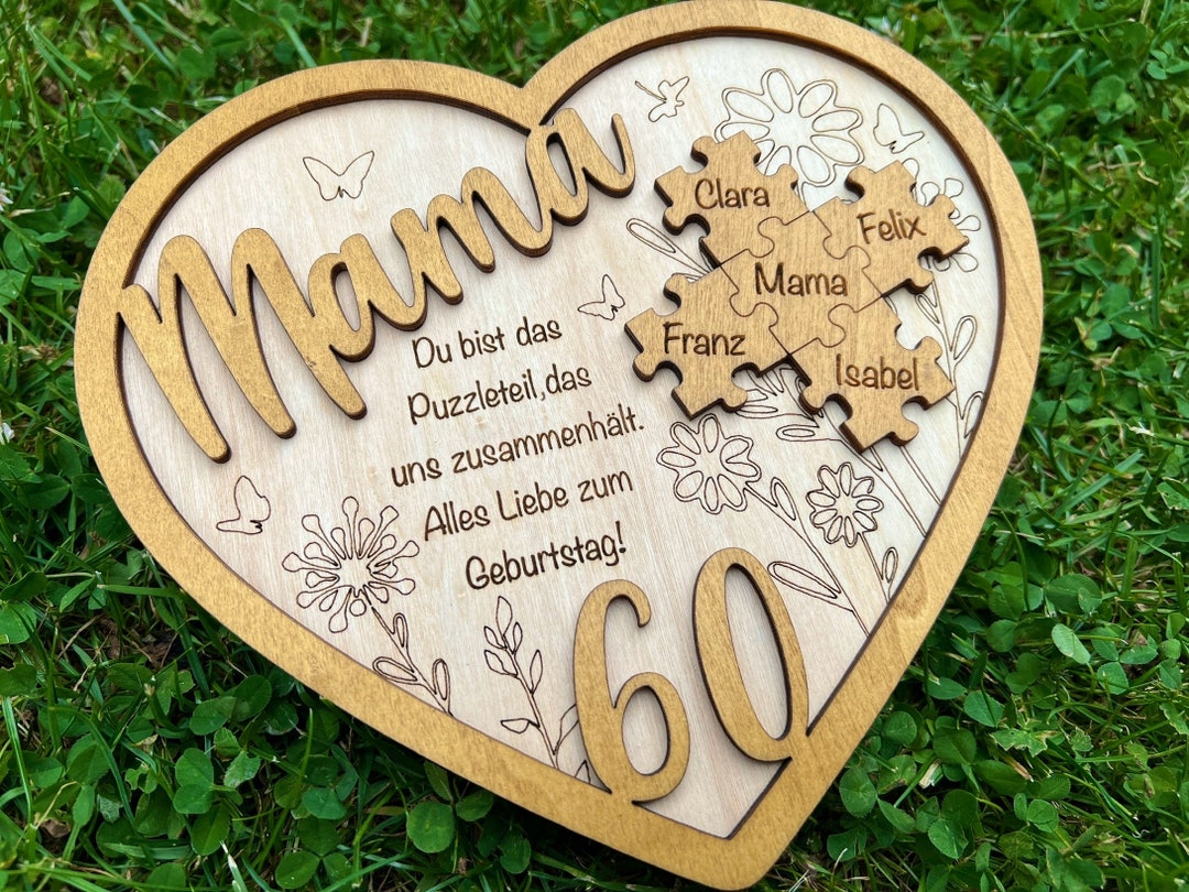 MAMA Geschenk Geburtstag Herz Puzzle Holz Gravur 2 Varianten auf Wunsch ...