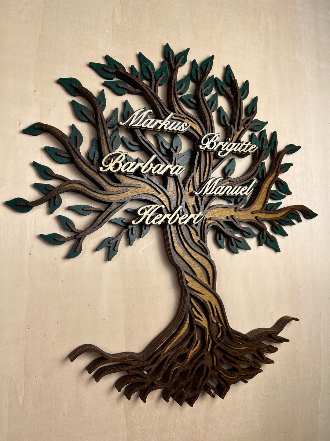 Baum des Lebens personalisiert aus Holz/Lebensbaum/Stammbaum/Familie ...