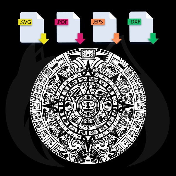 Vector File Aztec Calendar Flag Mexico Silhouette Svg Pdf Eps Dxf ...