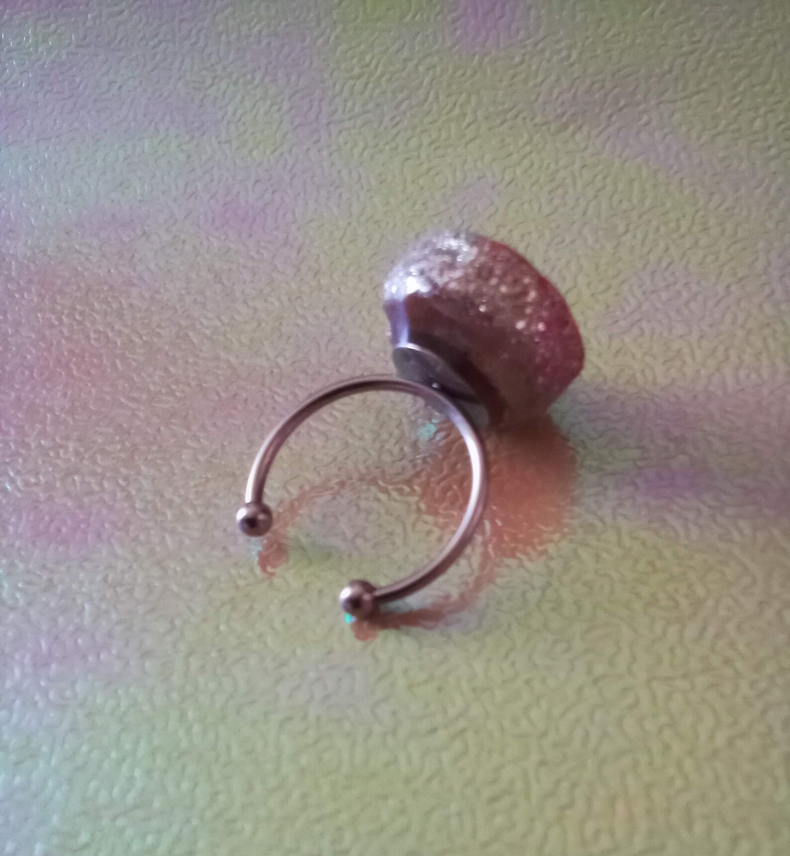 Handmade Resin Stone Ring, Hot Pink Orange Yellow, Adjustable Size 7-8 ...