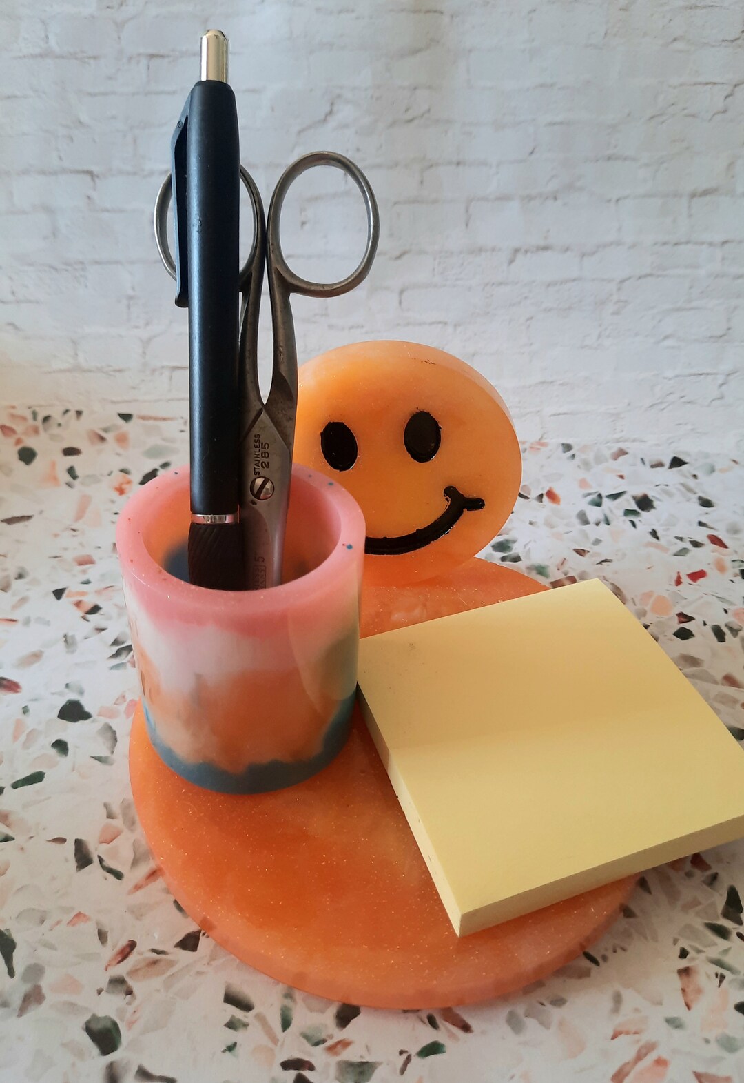 HAPPY FACE Desk Caddy Resin Desk Set Cannibus Tray - Etsy
