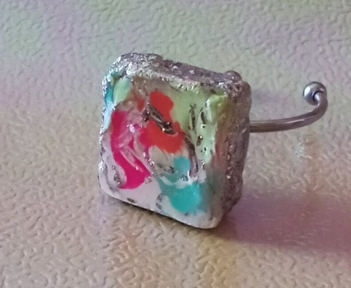 STONE Ring Mini Square #1 Resin Stone Handmade Stone Jewelry Gift for ...