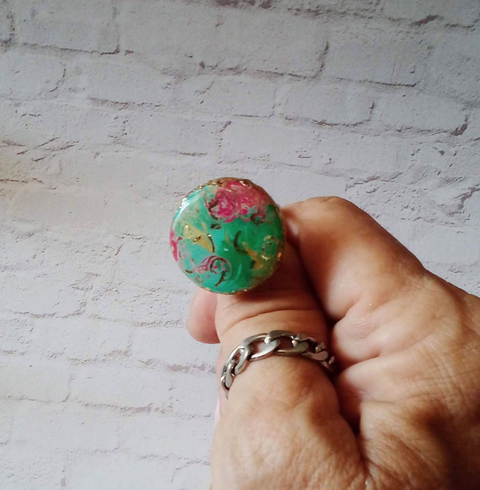 STONE Ring #5 Resin Stone Adjustable - Etsy