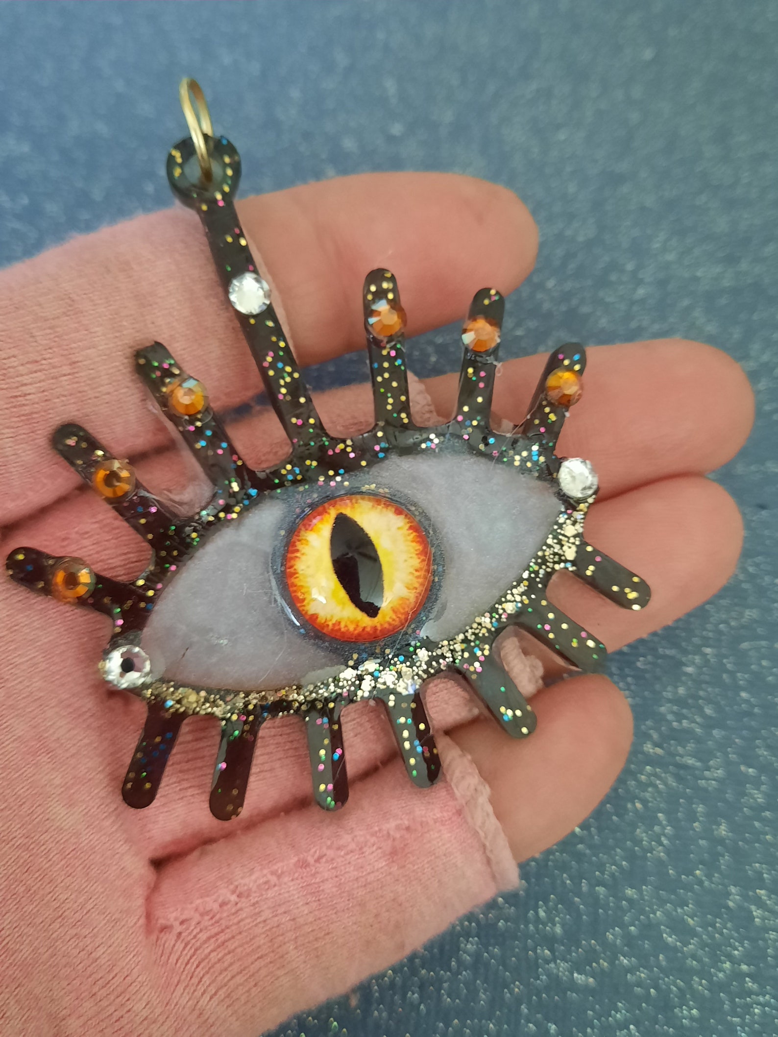 Evil Eye Resin Pendant Ornament: Swarovski Crystal, Glass Eye - Etsy