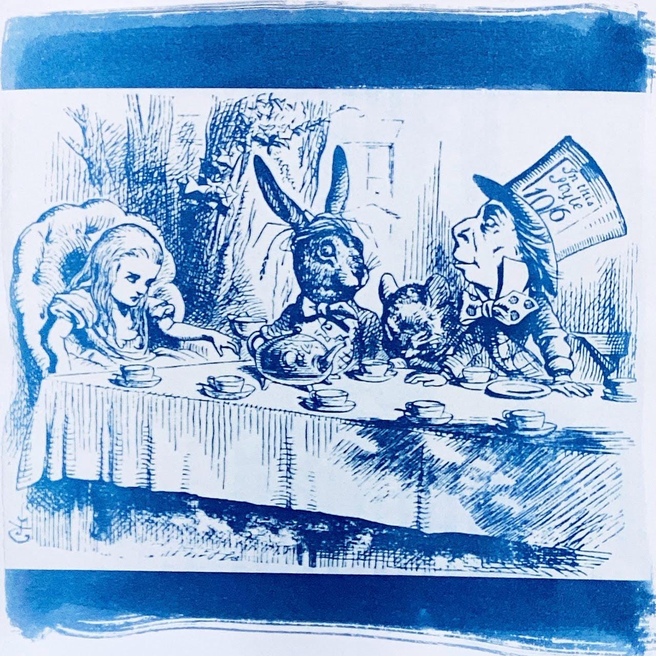 Alice in Wonderland - Tea Party - Original Cyanotype, Handprinted, 8x8 ...