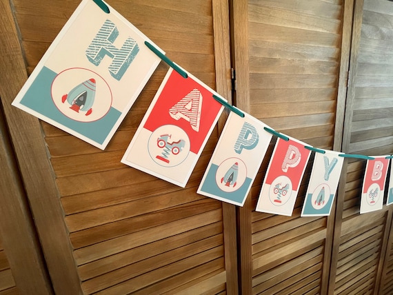 Custom Rocketship Banner, Children's Birthday, Kid's Room, Kids Party ...