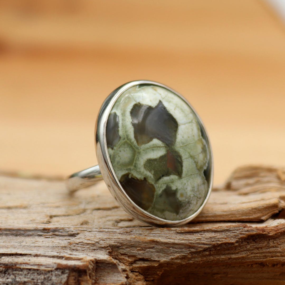 Rainforest Jasper Oval Ring | 925 Sterling Silver | Rhyolite Gemstone ...