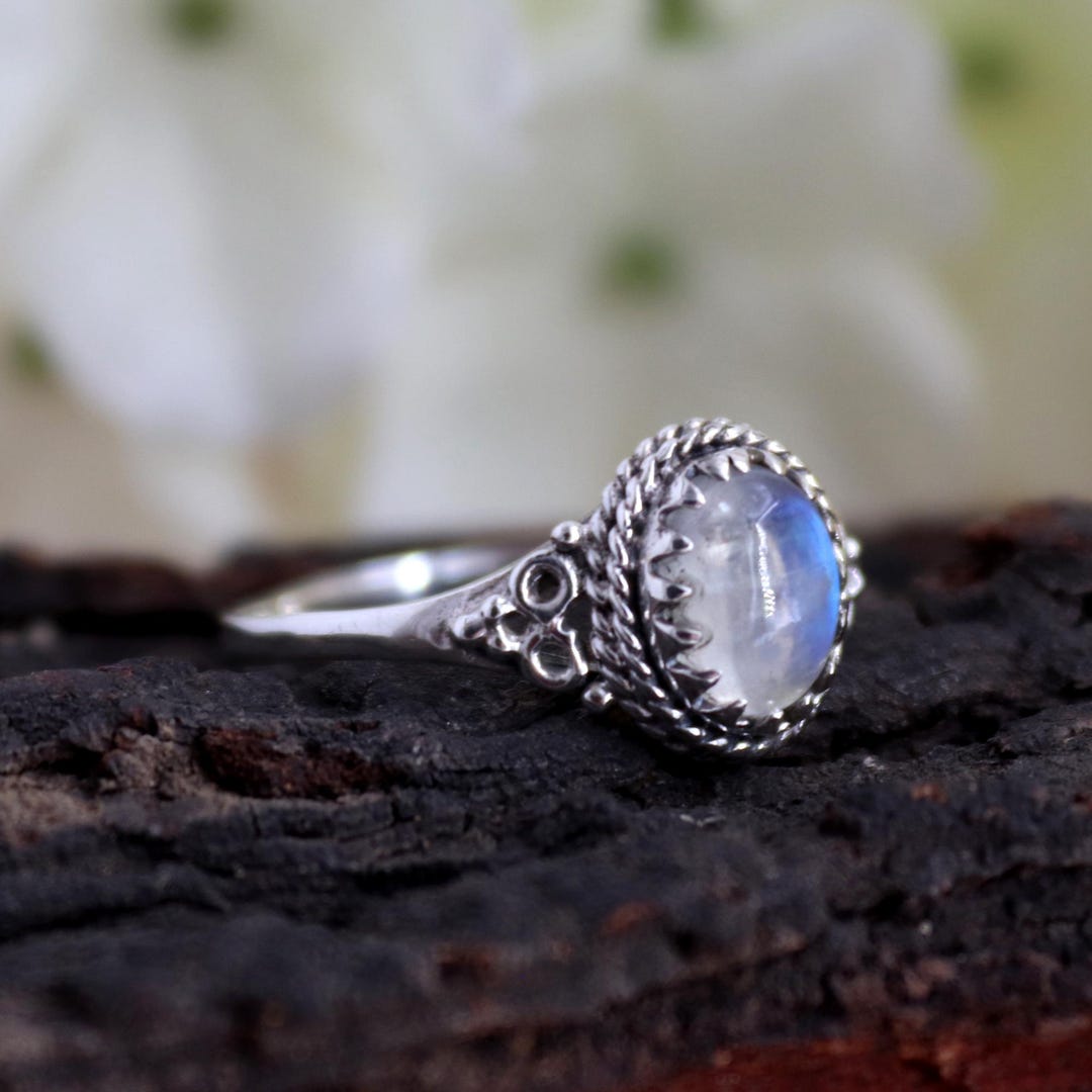 Oval Moonstone Ring, 925 Sterling Silver, Rainbow Moonstone Ring ...