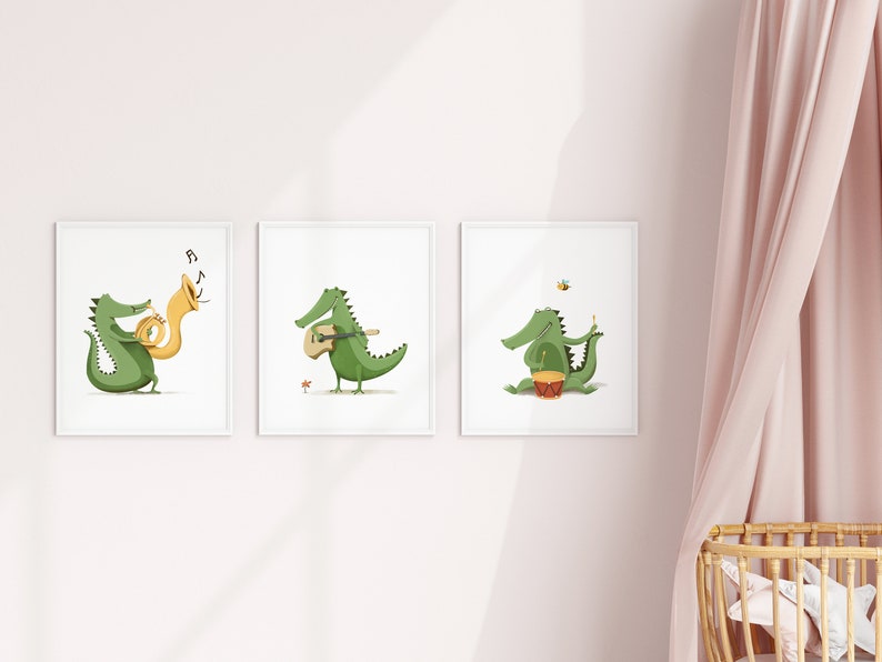 Set of 3 Crocodile Print, Printable Wall Art, Crocodiles Poster, Kids ...