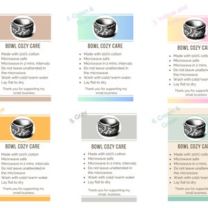 Printable Bowl Cozy Care & Use Instruction Cards - Digital Download for ...