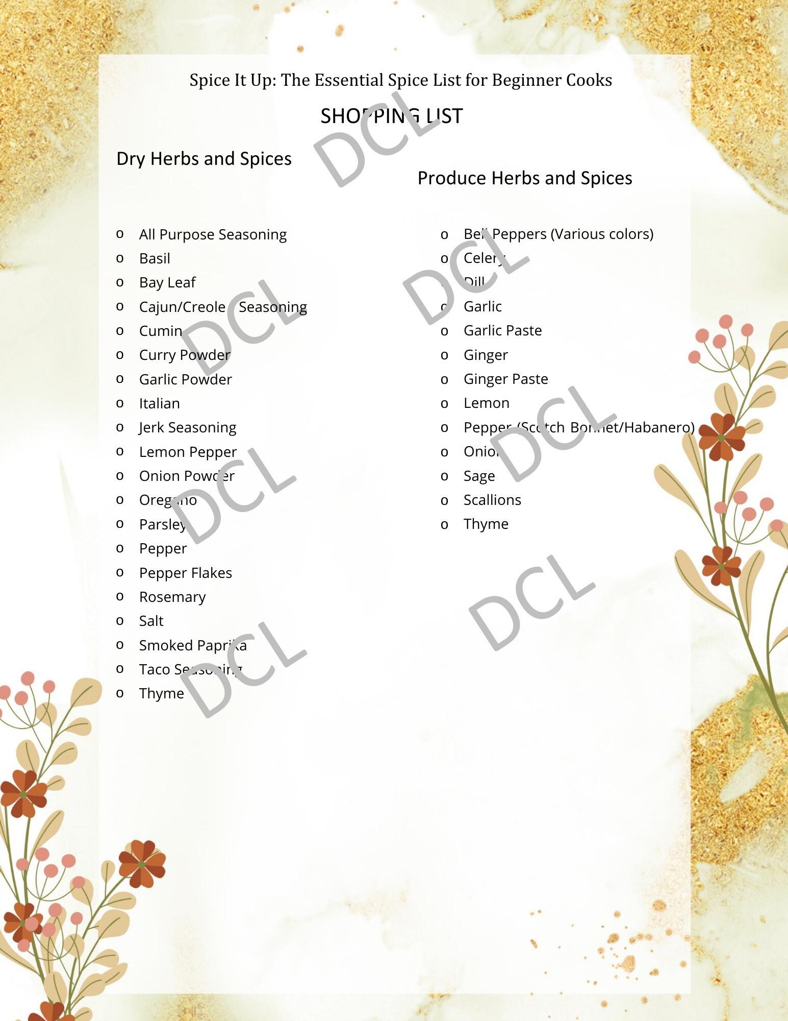 Spice up Your Cooking: Essential Spice List for Beginner Chefs - Etsy