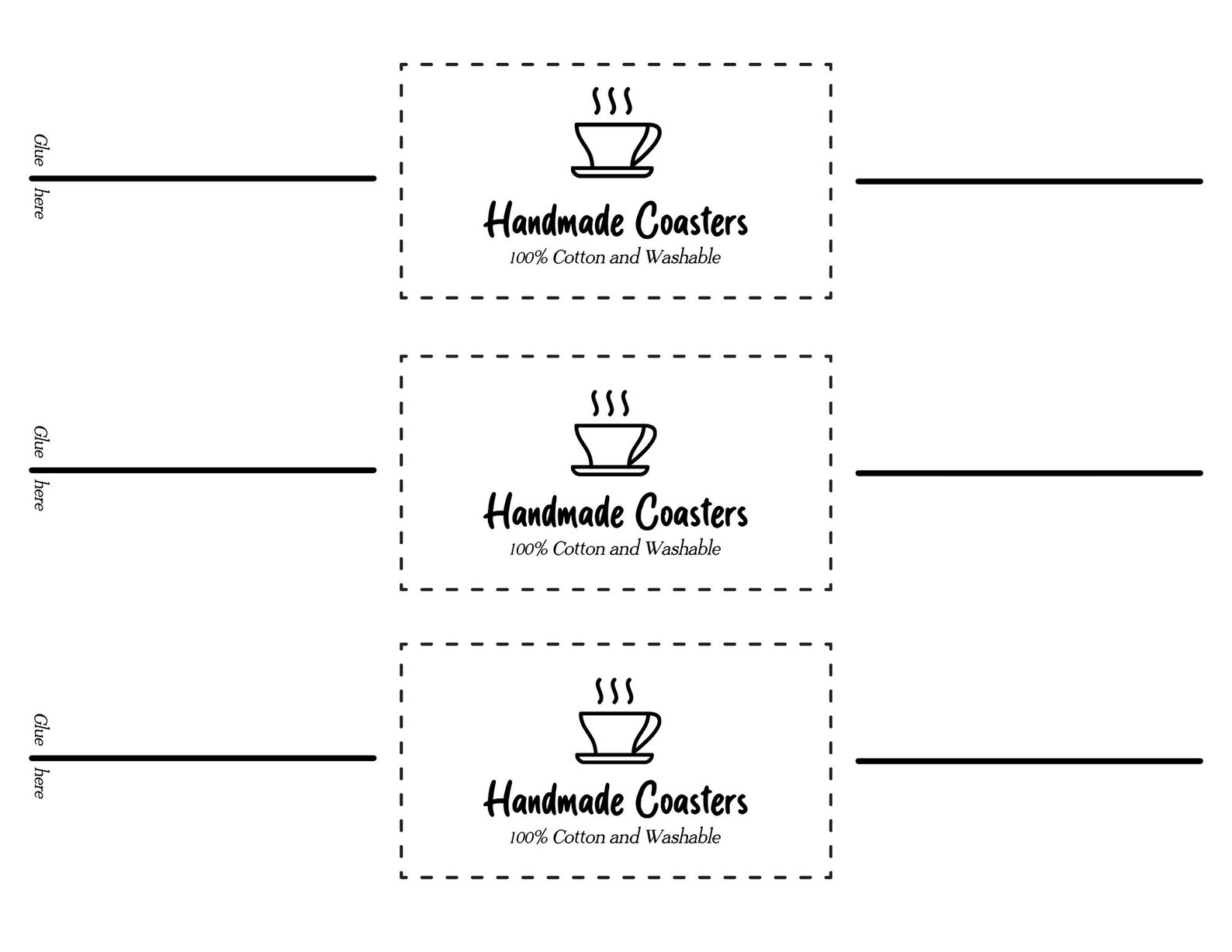 Printable Handmade Coaster Wrap DIY Packaging Downloadable PDF Print ...