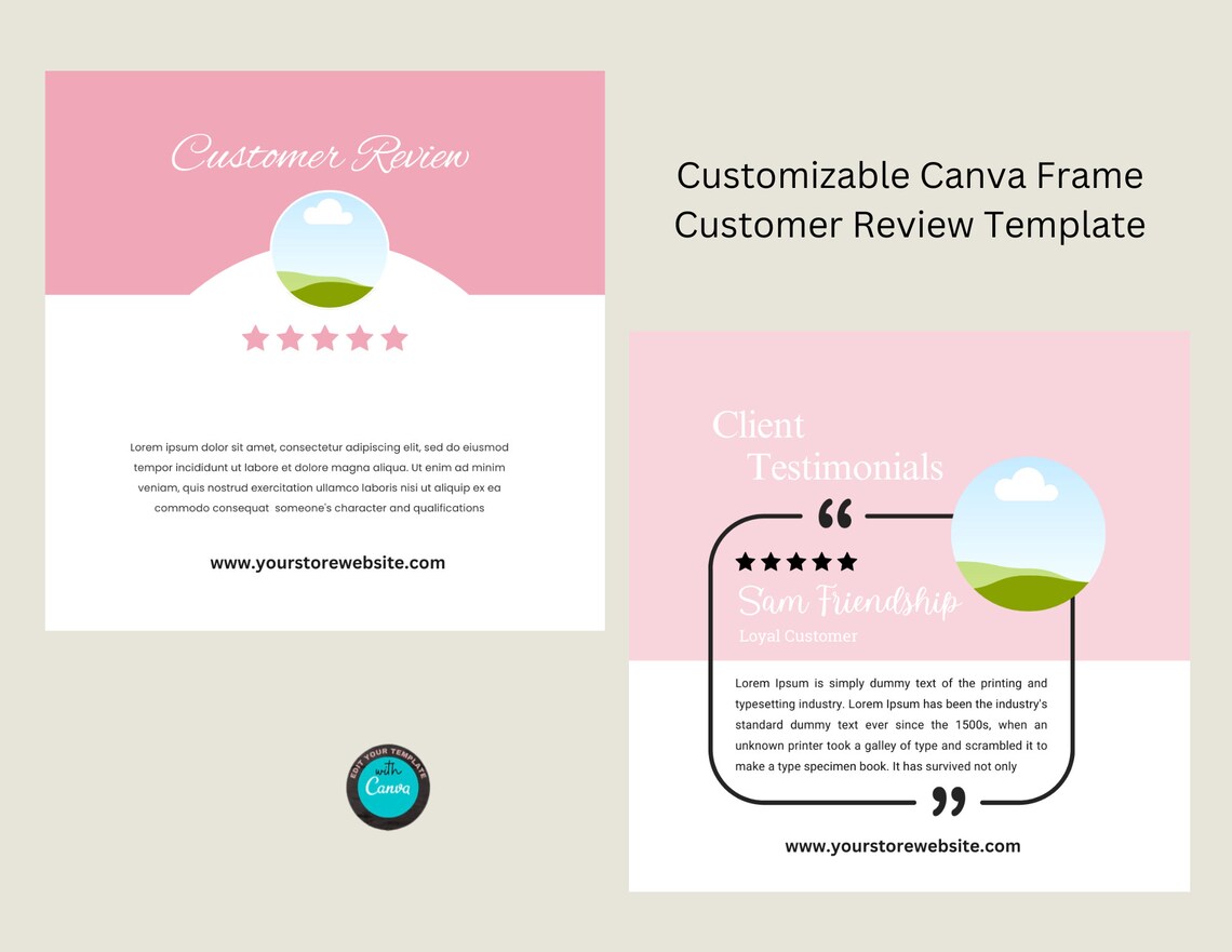 4 Customizable Canva Frame Customer Review Templates for Projects ...