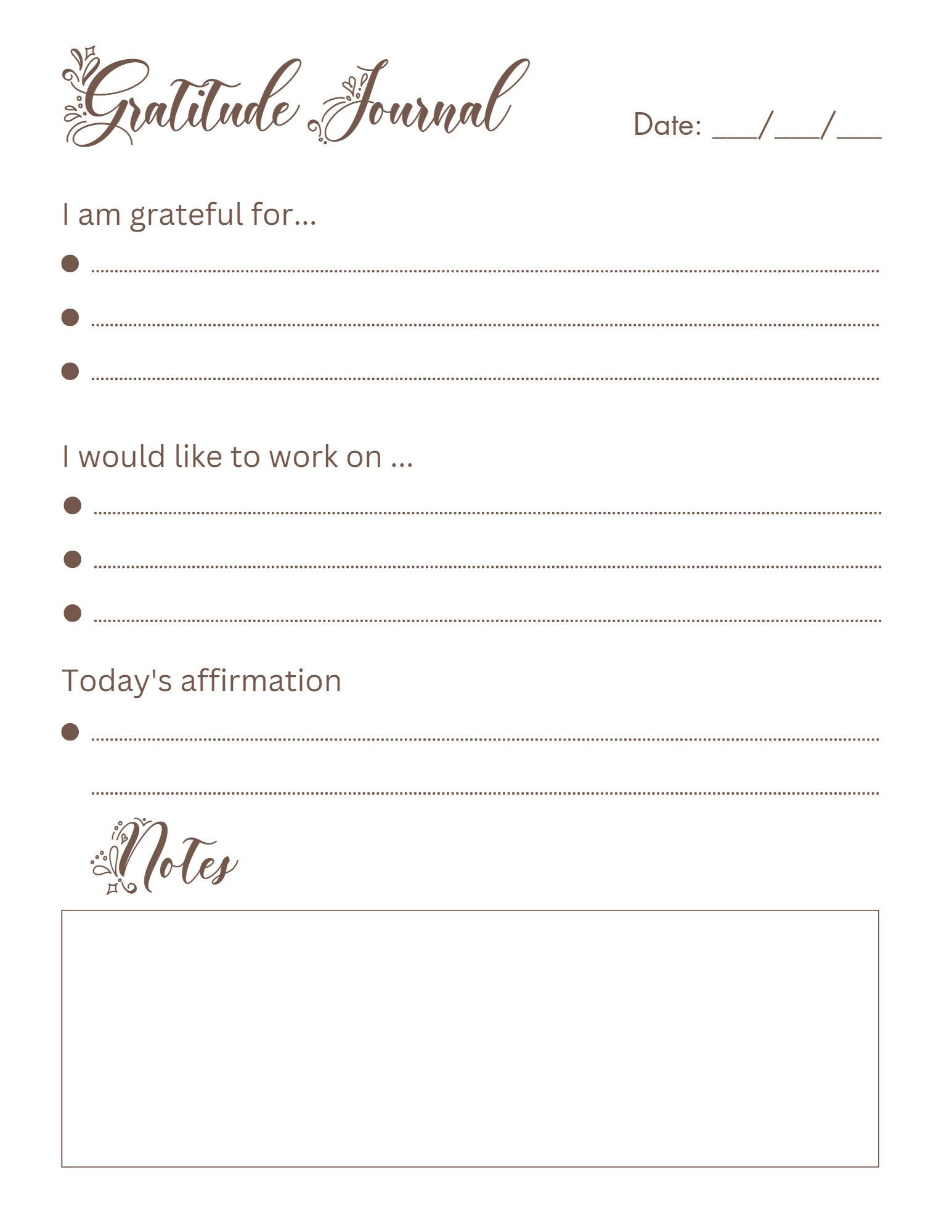 Gratitude Journal Page: DIY Printable Journal Pages - Etsy