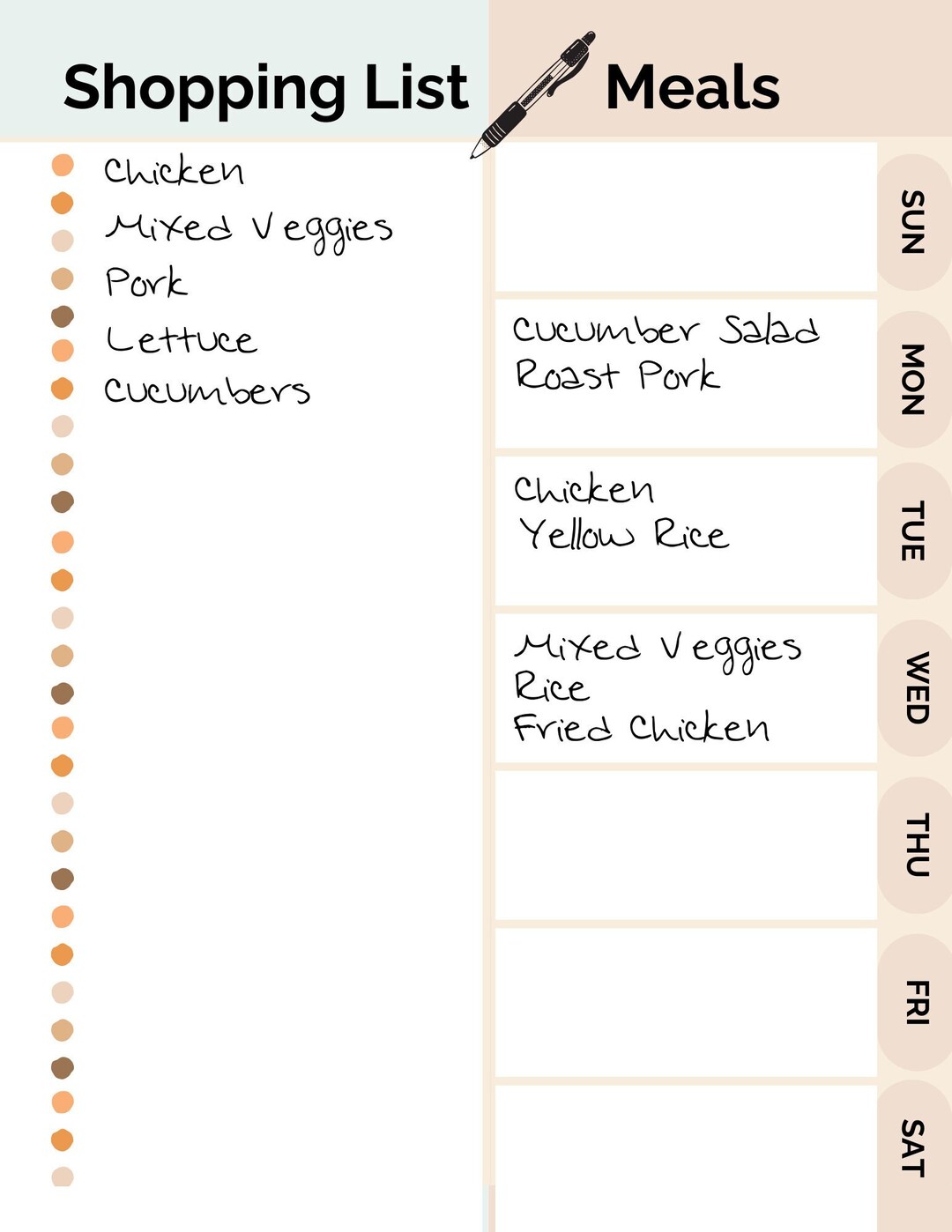Printable Weekly Meal Planner and Grocery List - Easy to Use, Digital ...