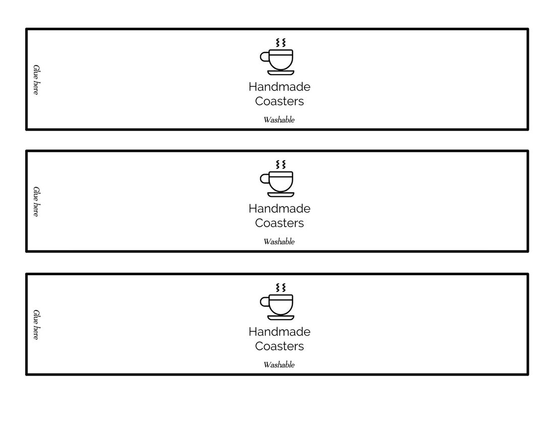 Printable Handmade Coaster Wrap DIY Packaging Downloadable PDF Print ...