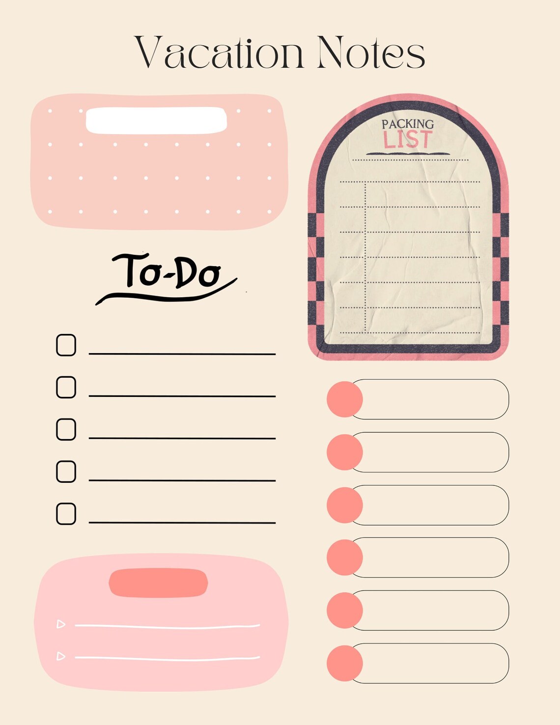 Ultimate Family Vacation Notes: Vacation Notes Sheet Print Keepsake - Etsy