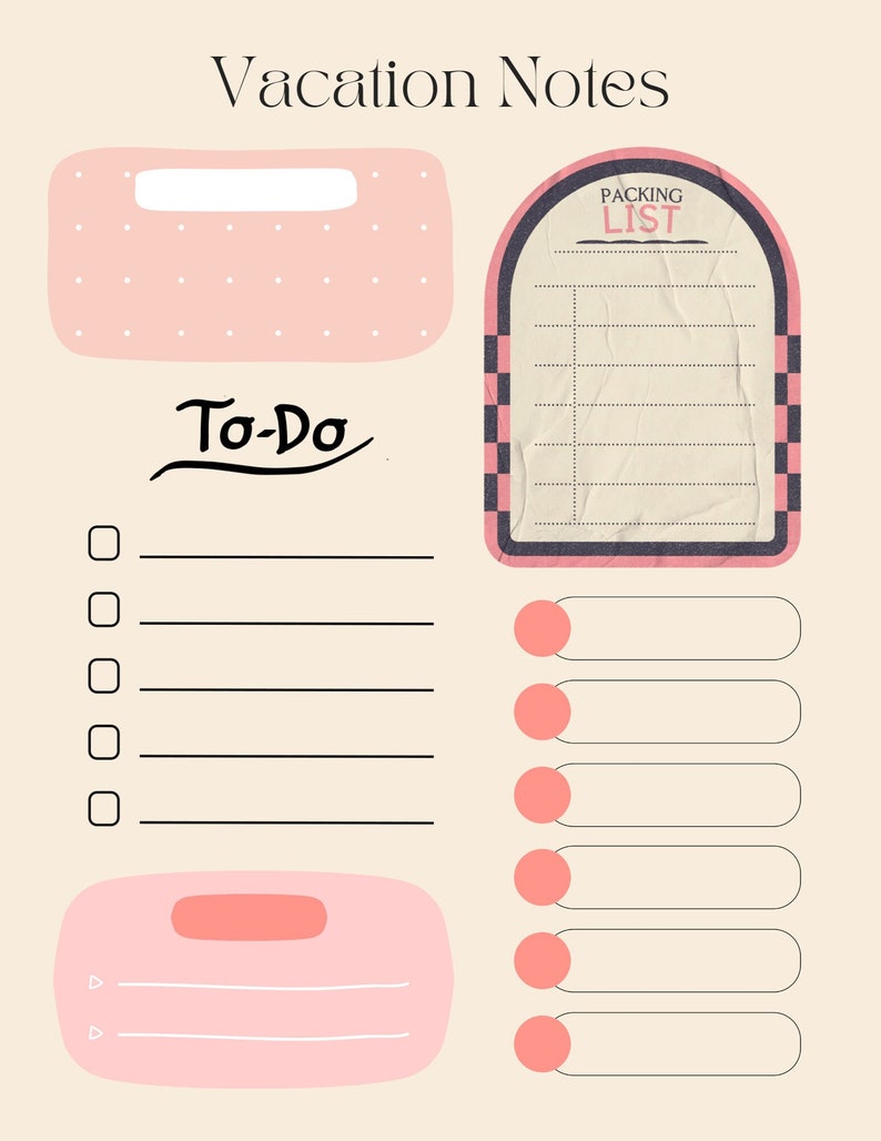 Ultimate Family Vacation Notes: Vacation Notes Sheet Print Keepsake - Etsy