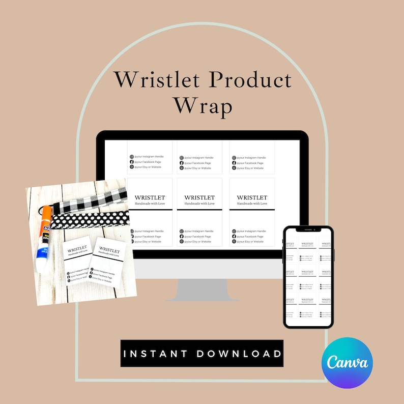 Editable Wristlet Printable Handmade Wristlet Key Fob Holder Wrap DIY ...