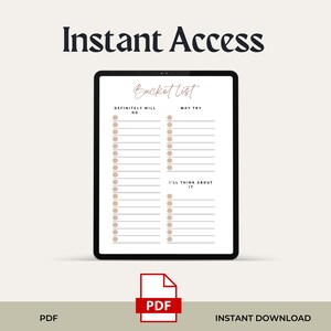 Printable Bucket List Template, Life List, Travel Planner, Letter ...