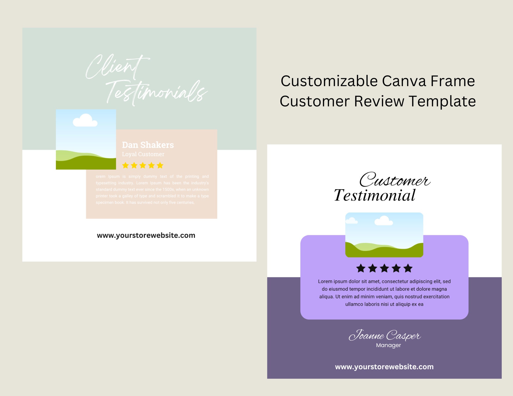4 Customizable Canva Frame Customer Review Templates for Projects ...