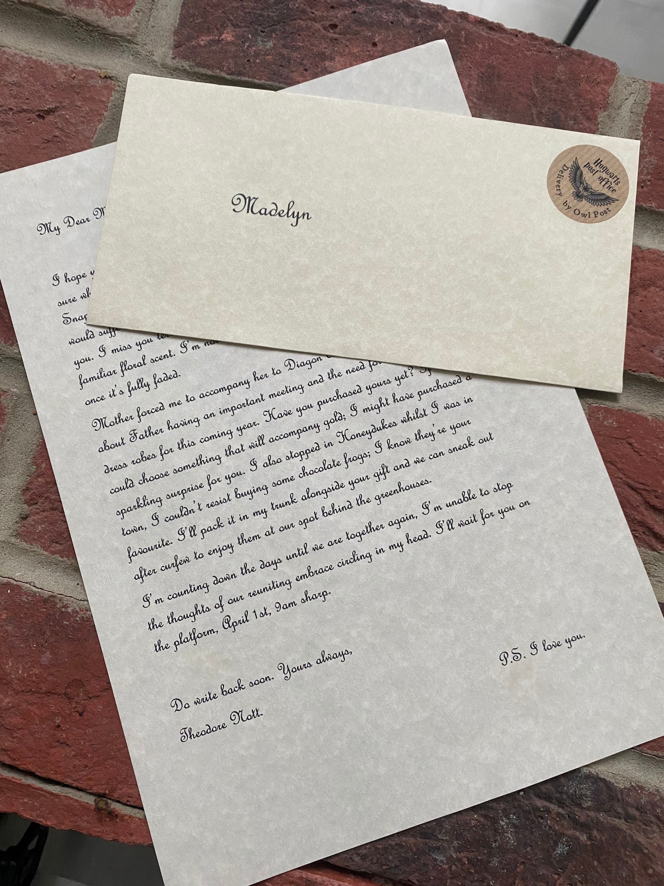 Theodore Nott Love Letter - Etsy